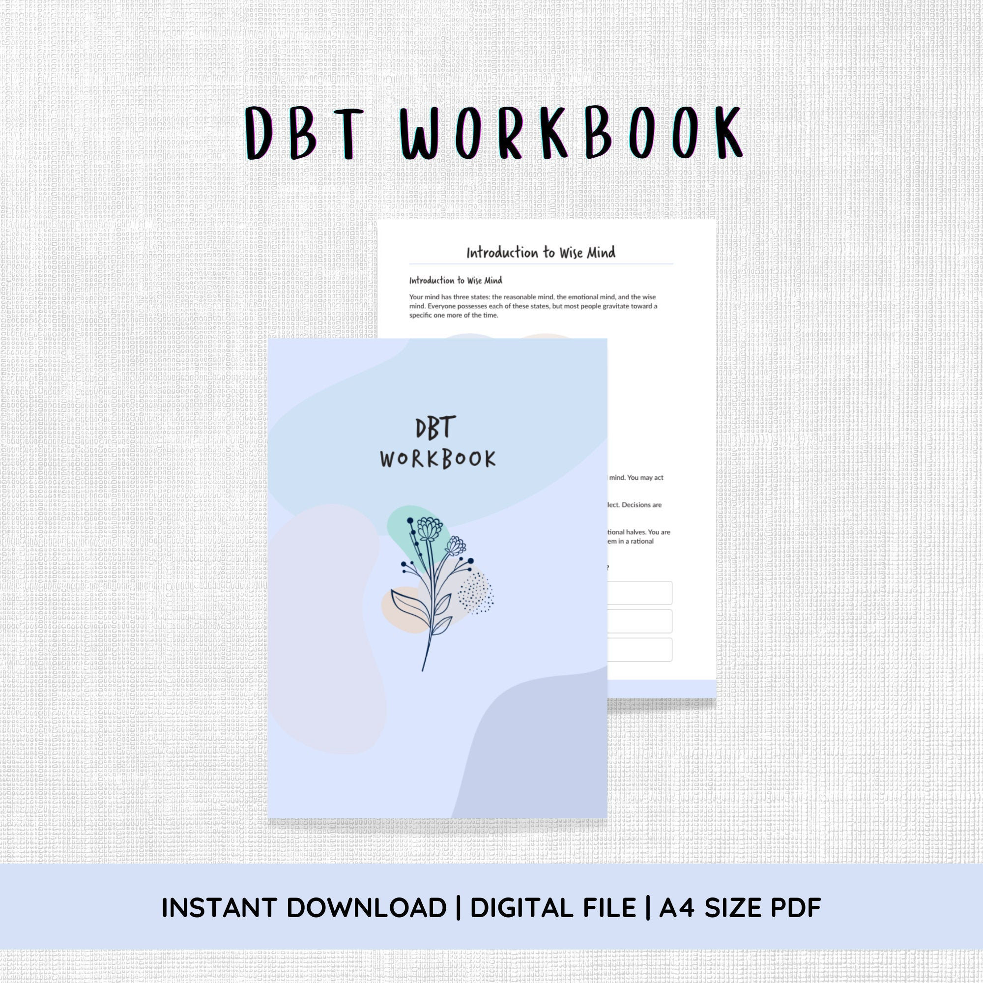 DBT Workbook Bonus Resources A4 DBT Skills, Mood Tracker, Therapy ...