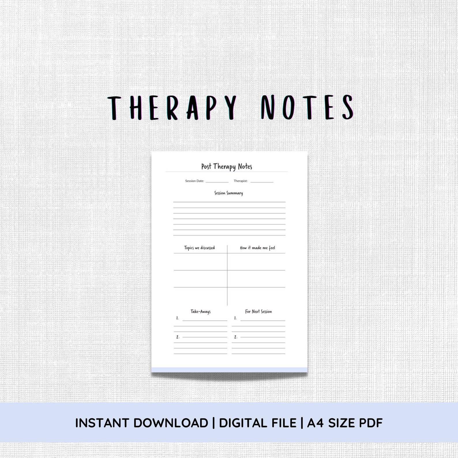 Post Therapy Notes | Mental Health Printable, Therapy Worksheet ...