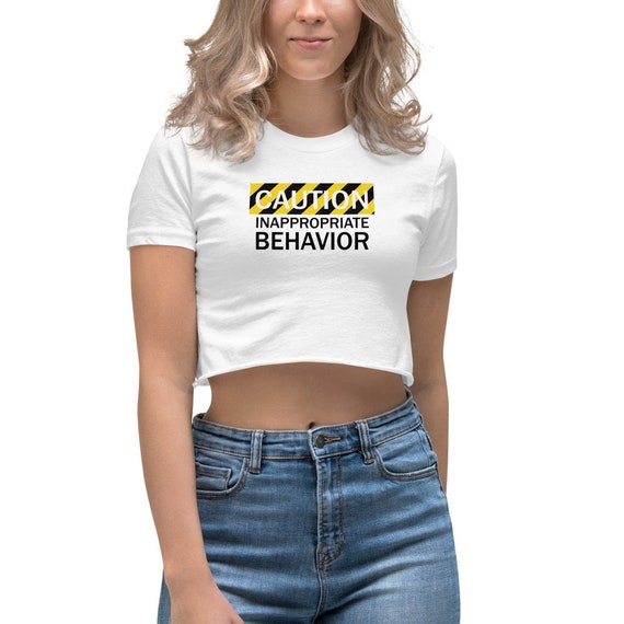 Women's 'caution' Inappropriate Crop Top | Etsy