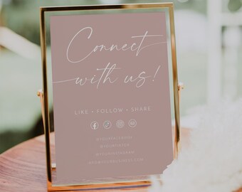 Connect With Us Sign, Social Media Sign, Small Business Sign, Printable ...
