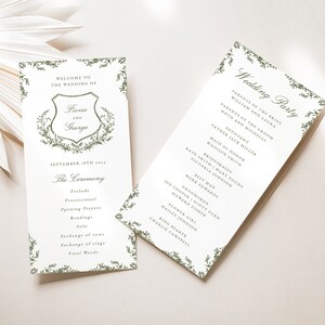 Elegant Floral Wedding Program Template, Sage Green Chinoiserie Wedding ...