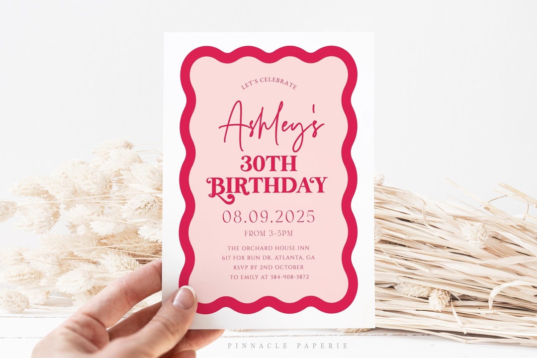 Minimalist 30th Birthday Invitation Template, Editable 30th Birthday ...