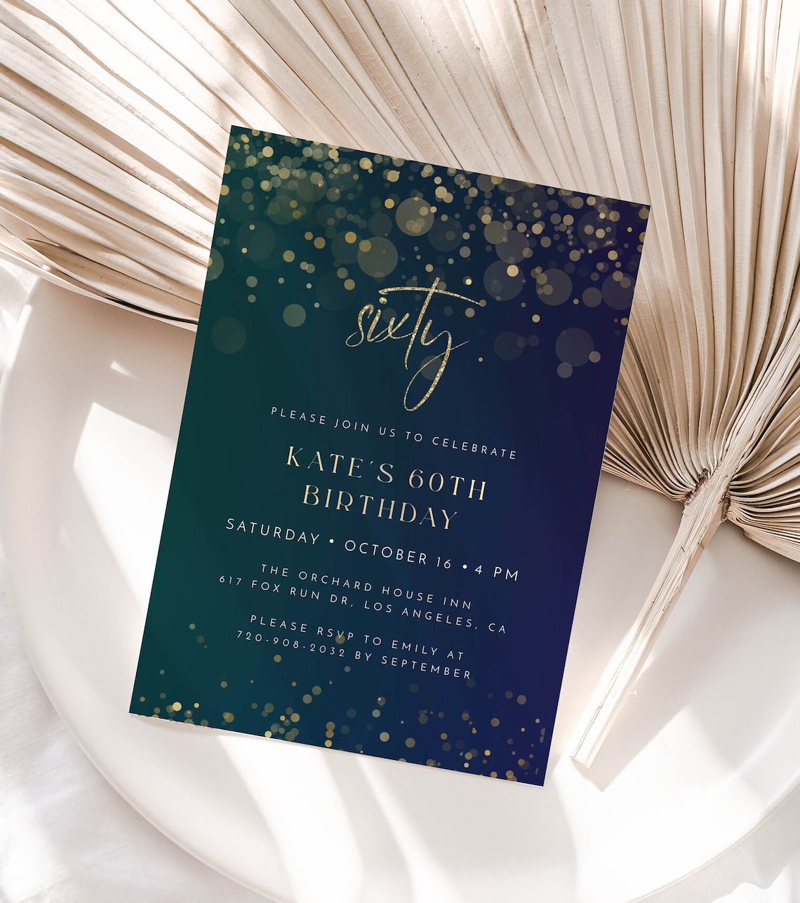 Elegant 60th Birthday Invitation Template, Modern 60th Birthday ...