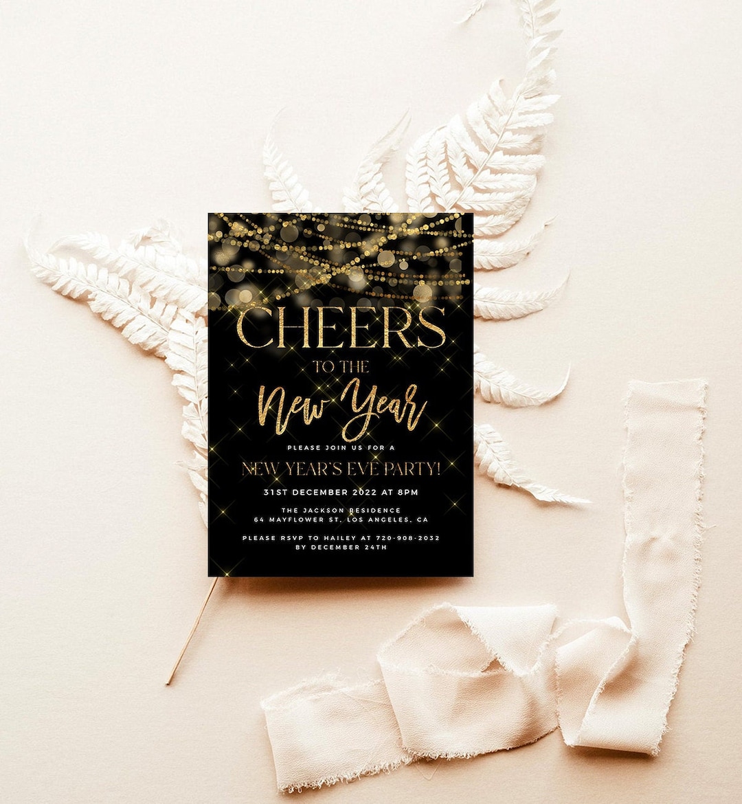 Printable New Years Eve Party Invitation Template, Cheers to the New ...
