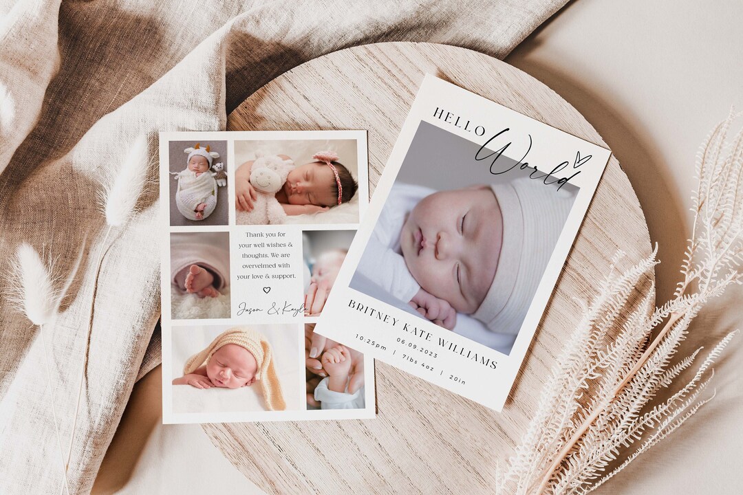 Photo Baby Birth Announcement Template, Newborn Birth Announcement ...