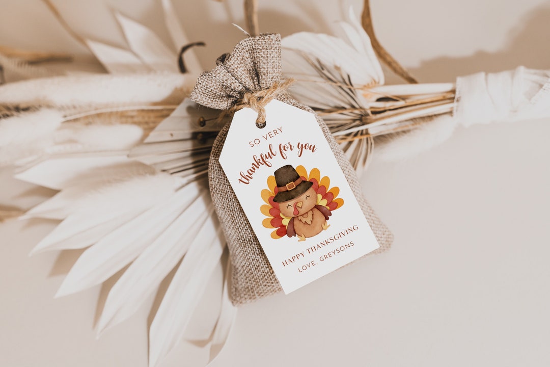 Editable Thanksgiving Gift Tags, Cute Turkey Gift Tag, Thanksgiving ...