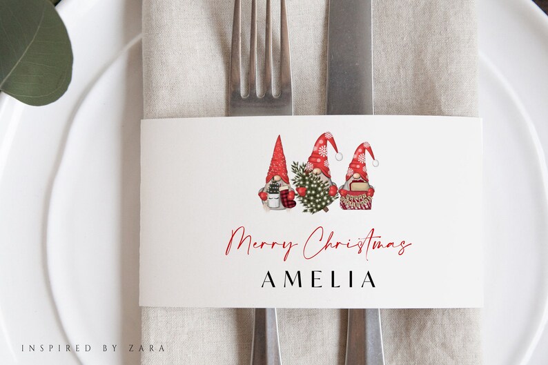 Christmas Name Card Template, Holiday Place Card Printable, Merry ...