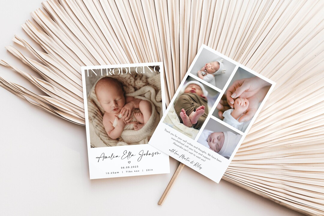 Classic Baby Birth Announcement Template, New Born Announcement Card ...