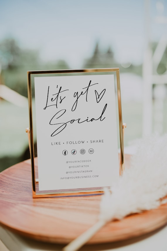 Lets Get Social Sign Template Social Media Sign Instagram | Etsy