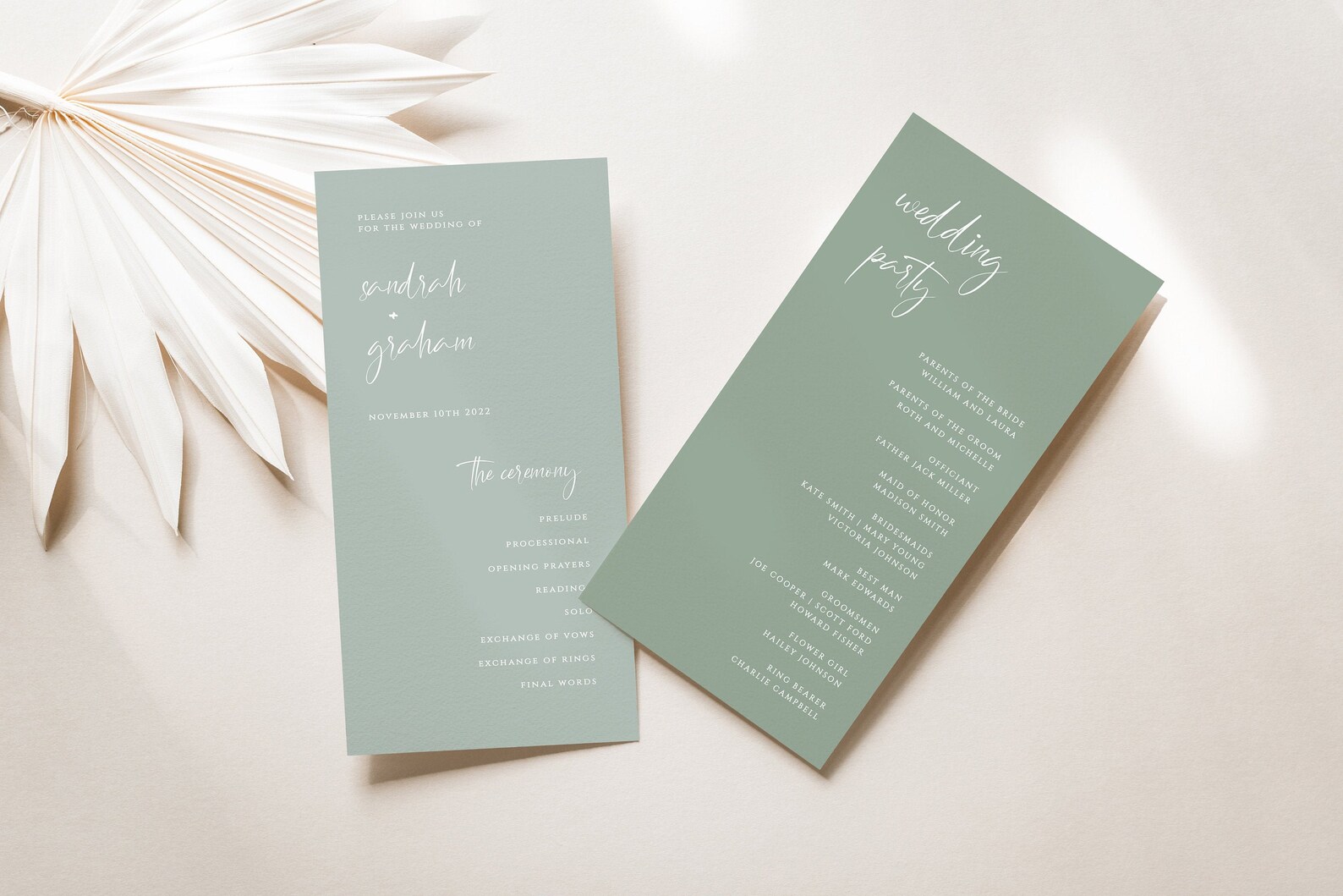 Sage Green Wedding Program Template Minimalist Wedding - Etsy