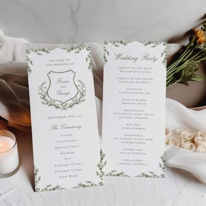 Elegant Floral Wedding Program Template, Sage Green Chinoiserie Wedding ...