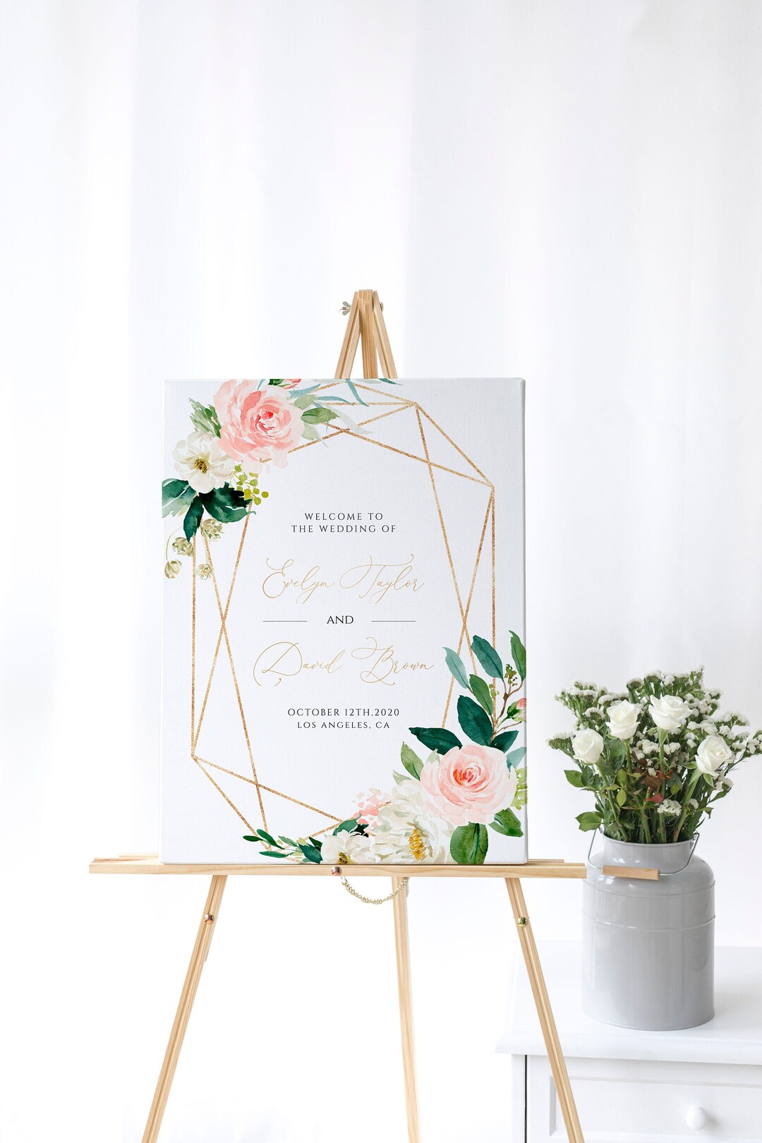 Blush Welcome Sign, Editable Template, Modern Welcome Sign, Blush and ...