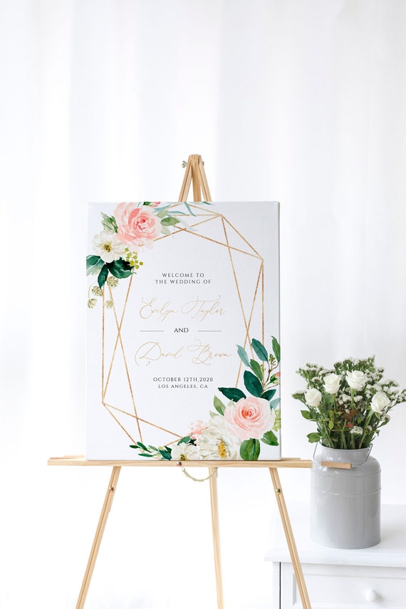 Blush Welcome Sign Editable Template Modern Welcome Sign | Etsy