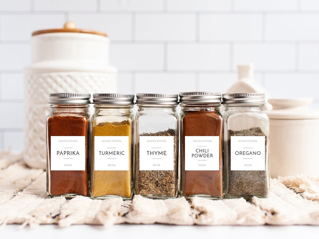 Minimalist Spice Jar Labels, Spice Jar Labels Template, Kitchen Spices ...