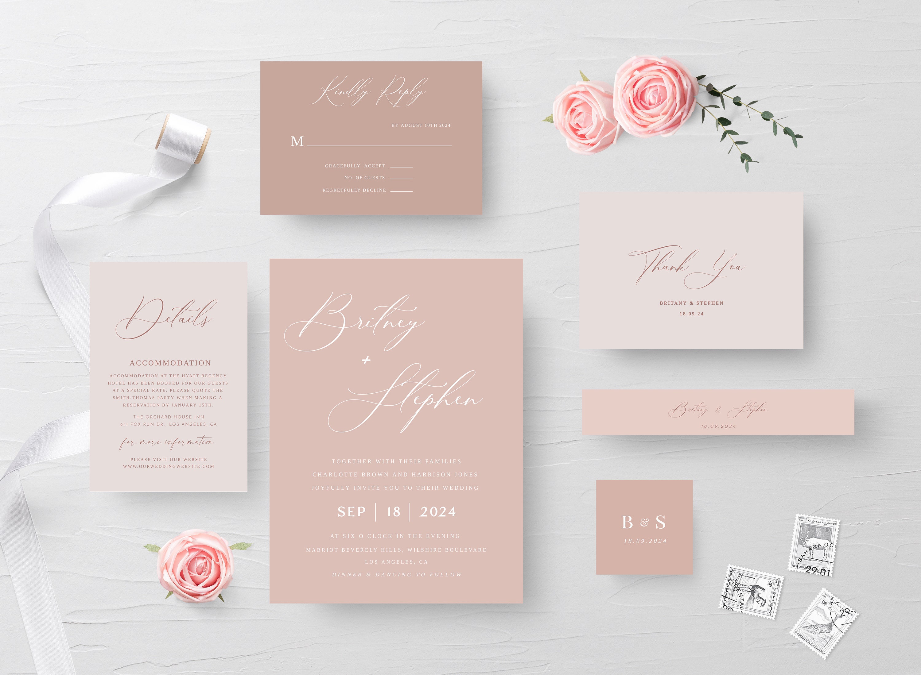 Modern Pink Invitation Template Minimalist Invitation Suite - Etsy