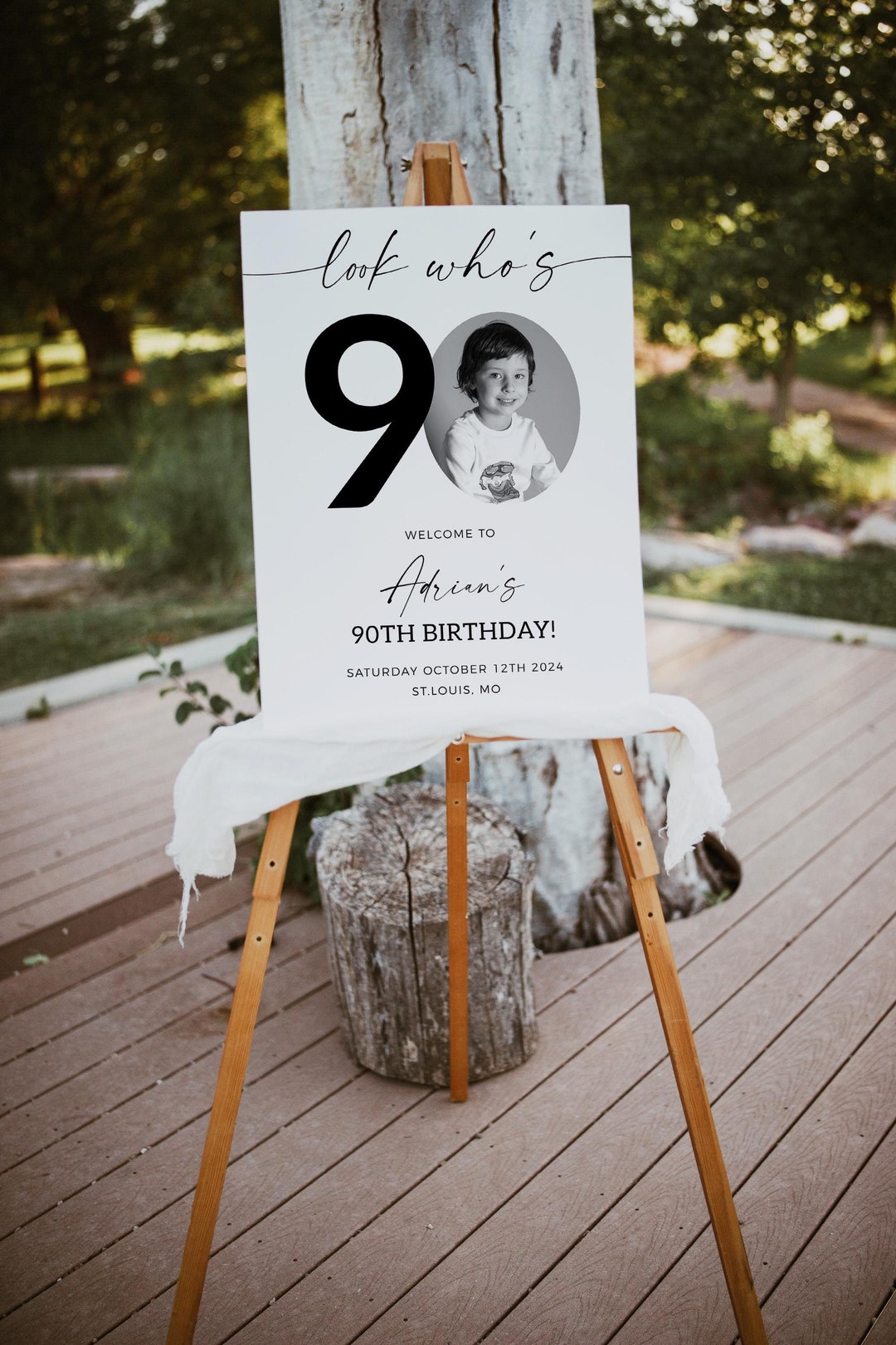 90th Birthday Welcome Sign Template, Male Birthday Welcome Template ...