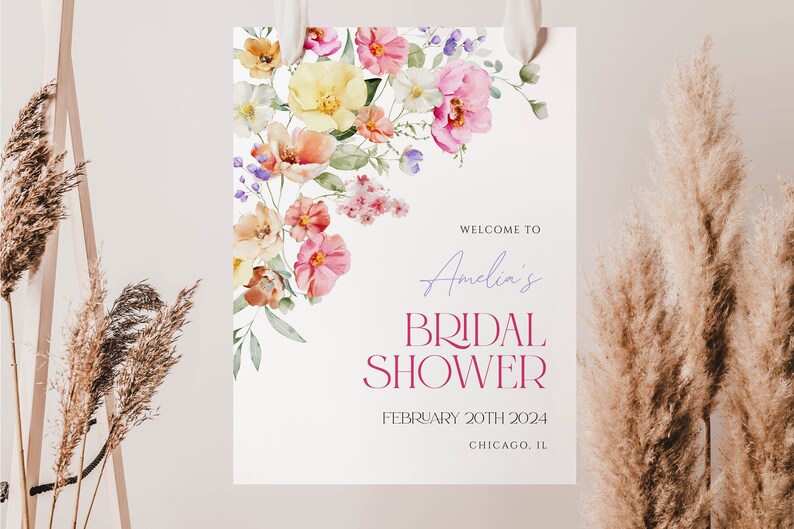 Spring Garden Bridal Shower Welcome Sign, Modern Welcome Sign, Editable ...