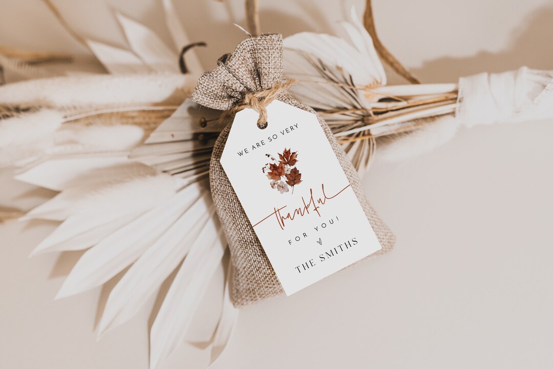 Fall Gift Tags Template, Thanksgiving Favor Tags, so Thankful for You ...