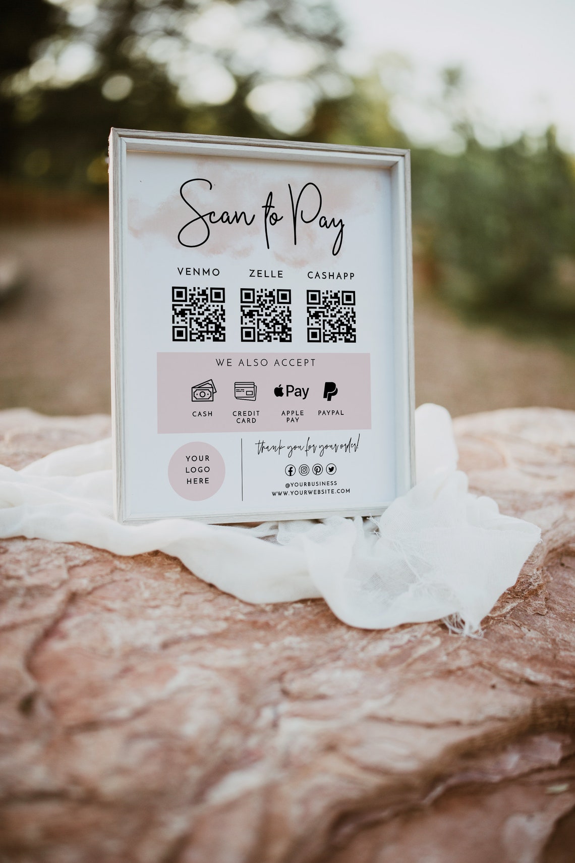 QR Code Sign Template, Scan to Order, QR Code Printable, Small Business ...