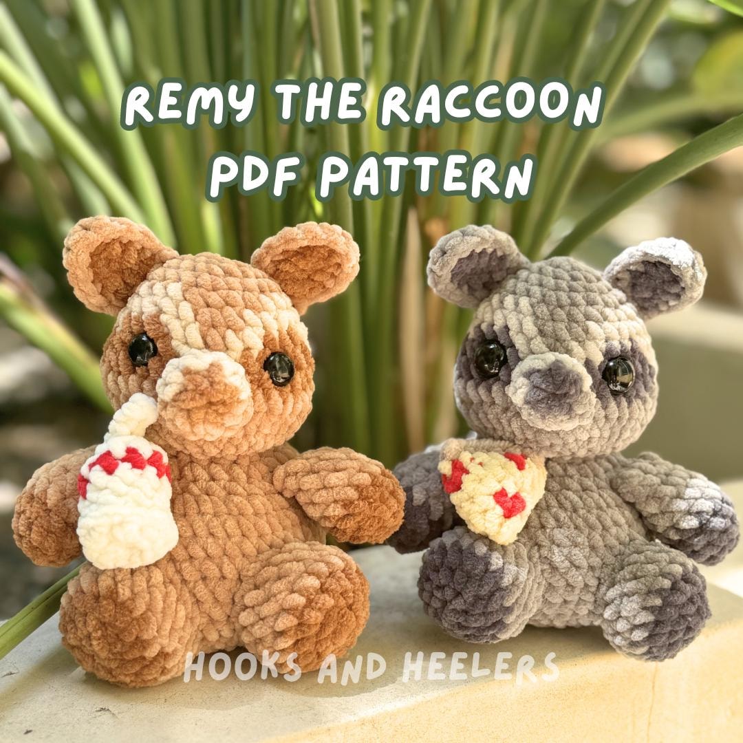 Remy the Raccoon Amigurumi Crochet Pattern: Plushie With Pizza & Soda ...