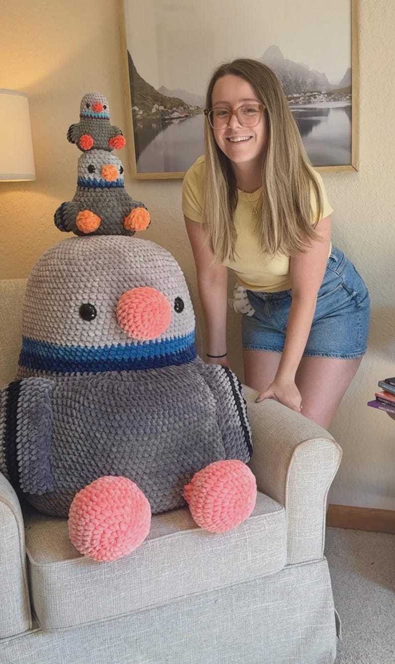Crochet Giant Pigeon PDF Pattern: Kevin the Pigeon Plushie With Beret ...