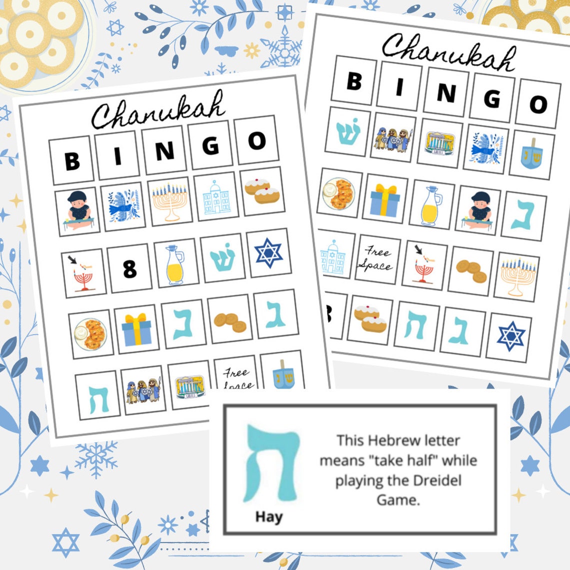Chanukah Bingo, Hanukah Bingo, Hanukkah Bingo, Chanukah Games, Hanukkah ...