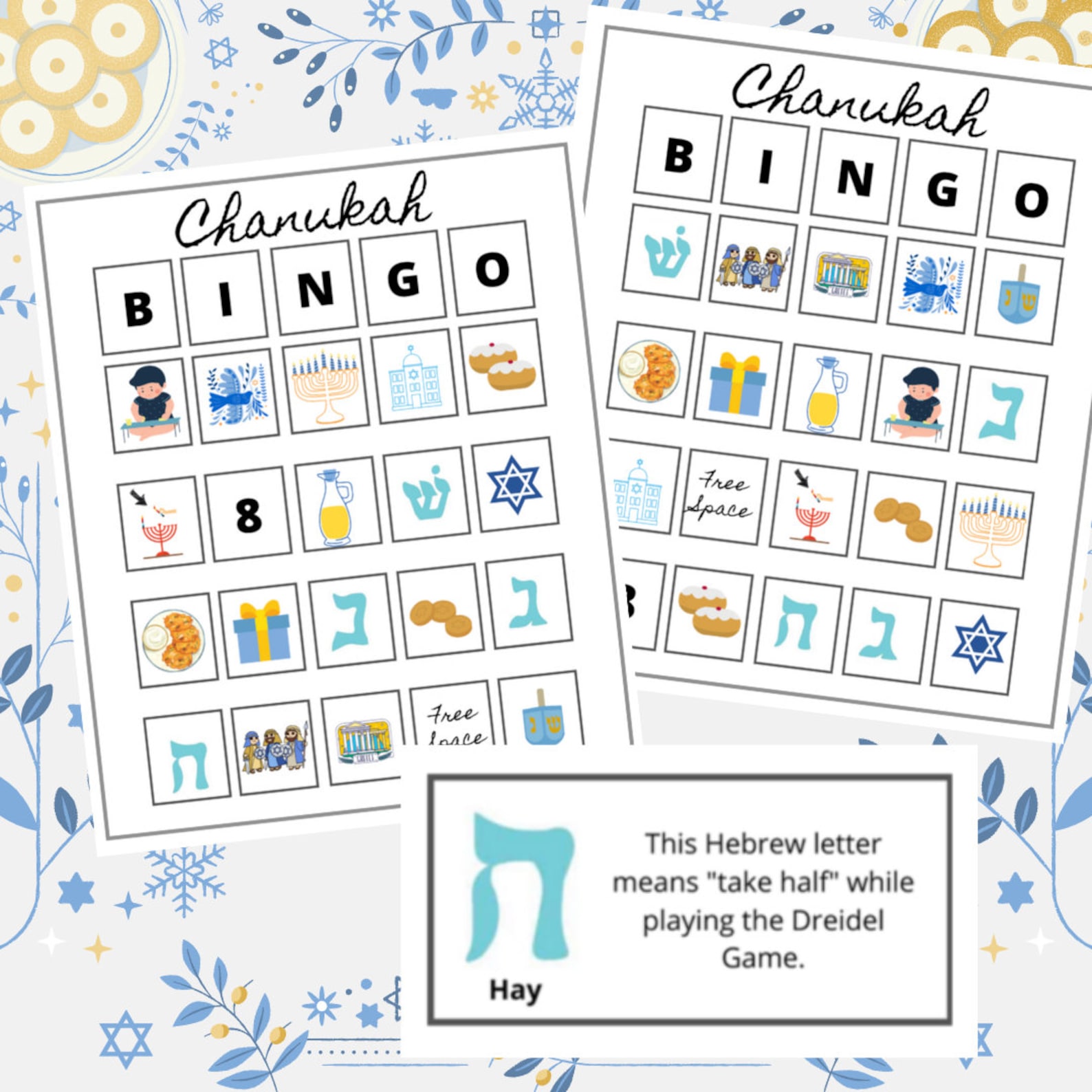 Chanukah Bingo, Hanukah Bingo, Hanukkah Bingo, Chanukah Games, Hanukkah ...