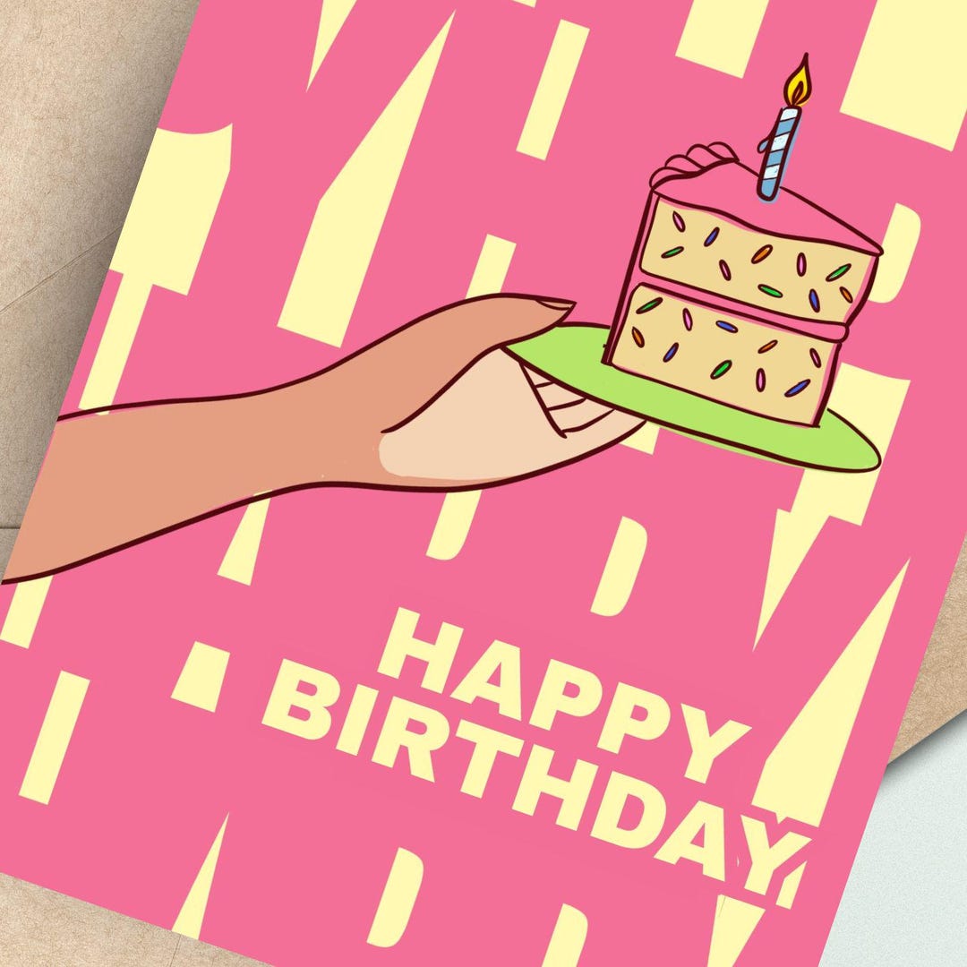 Cake Slice Happy Birthday Card - 5x7in [printable] - Etsy