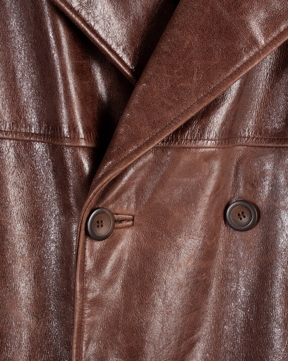 Men's Angelo Litrico Brown Leather Double Breasted Ja… - Gem