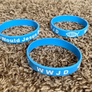 12 WWJD What Would Jesus Do Silicon Rubber Bracelets Wristbands Bulk ...