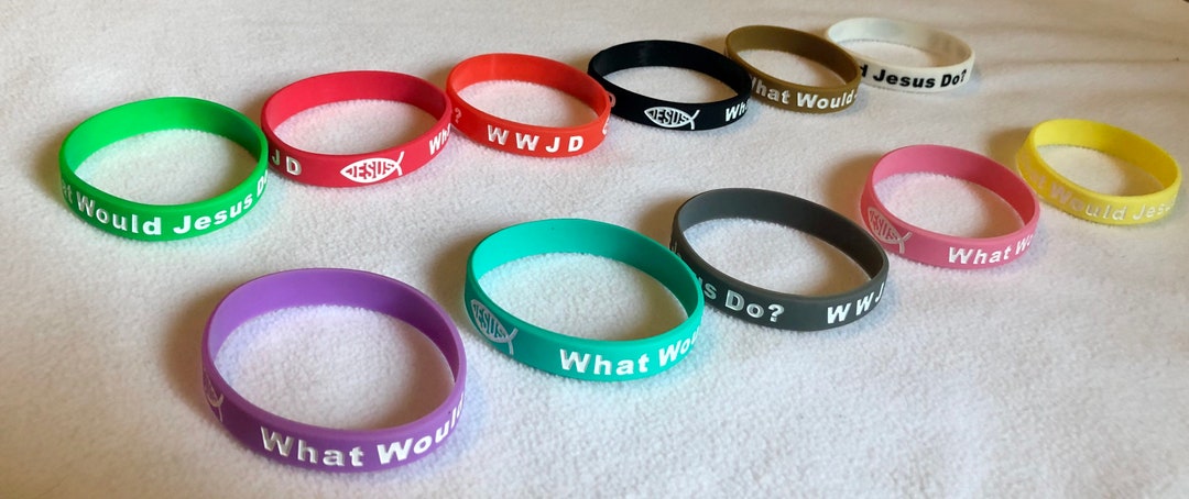 12 WWJD What Would Jesus Do Silicon Rubber Bracelets Wristbands Bulk ...