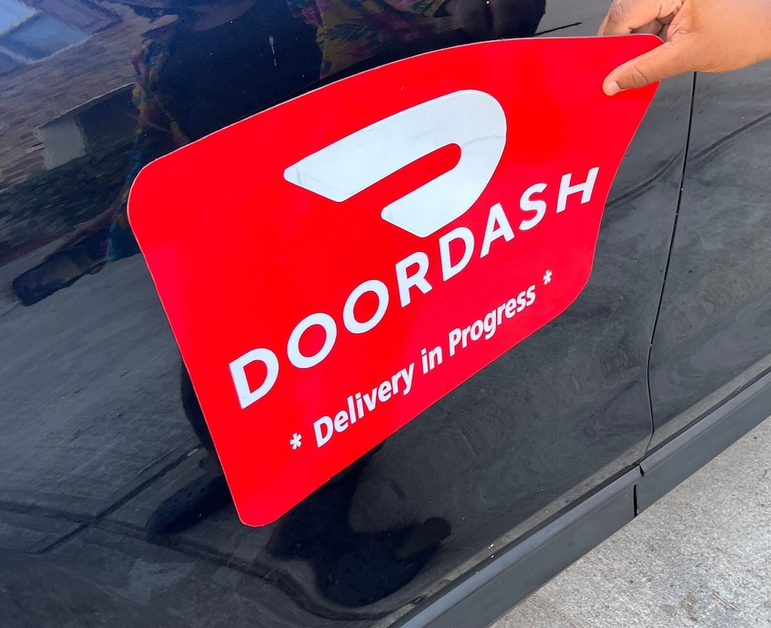 Reflective Doordash Car Magnet Decal - Removable - Delivery Driver (red ...