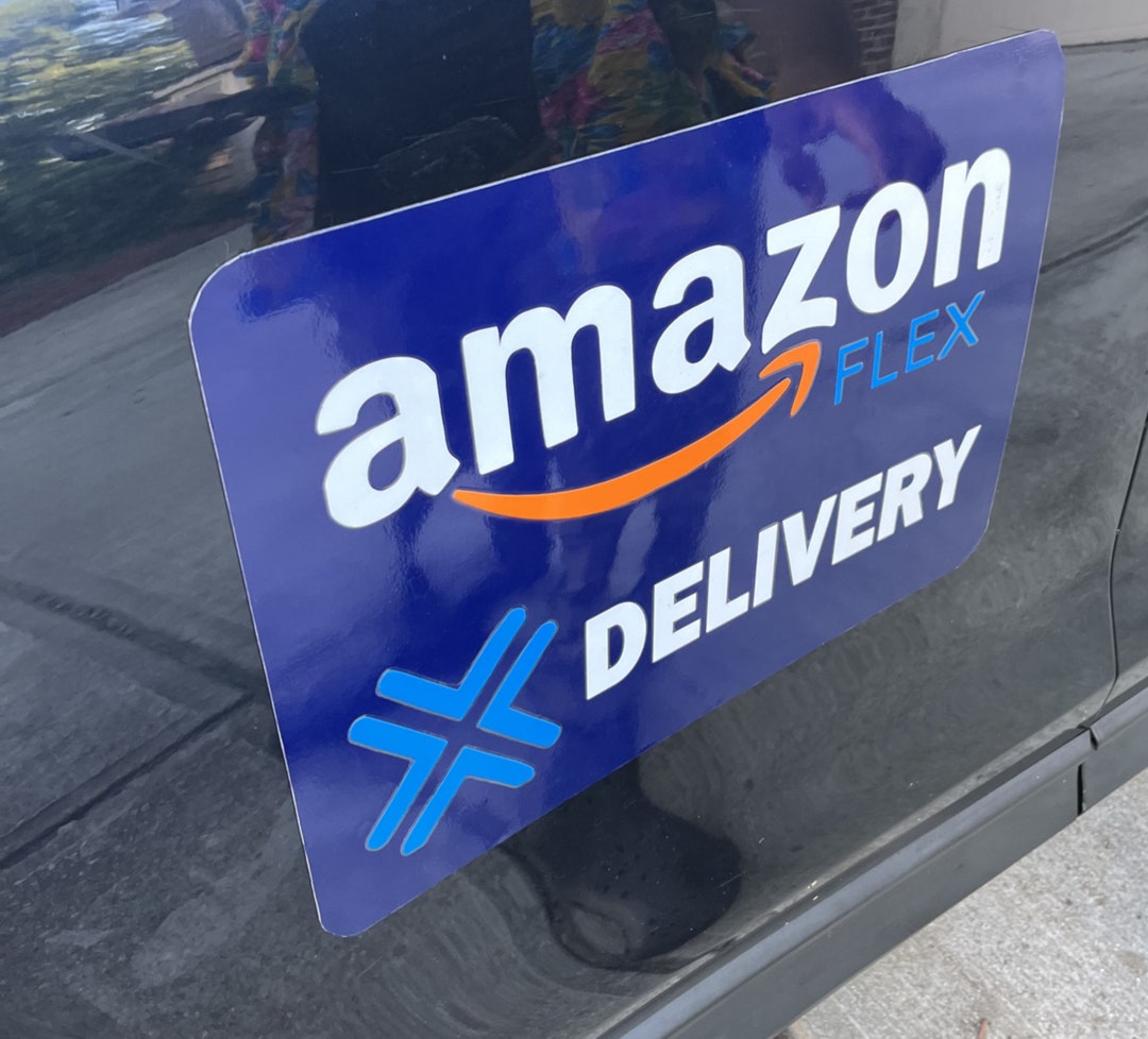 Amazon Reflective Car Magnet Decal Removable Flex Delivery Driver navy ...