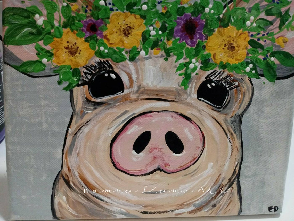 Print of Original- Hippie Pig -painting - Etsy