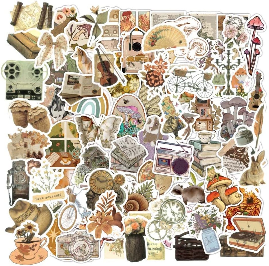 112pcs Vintage Aesthetic Stickers Waterproof & Retro for - Etsy