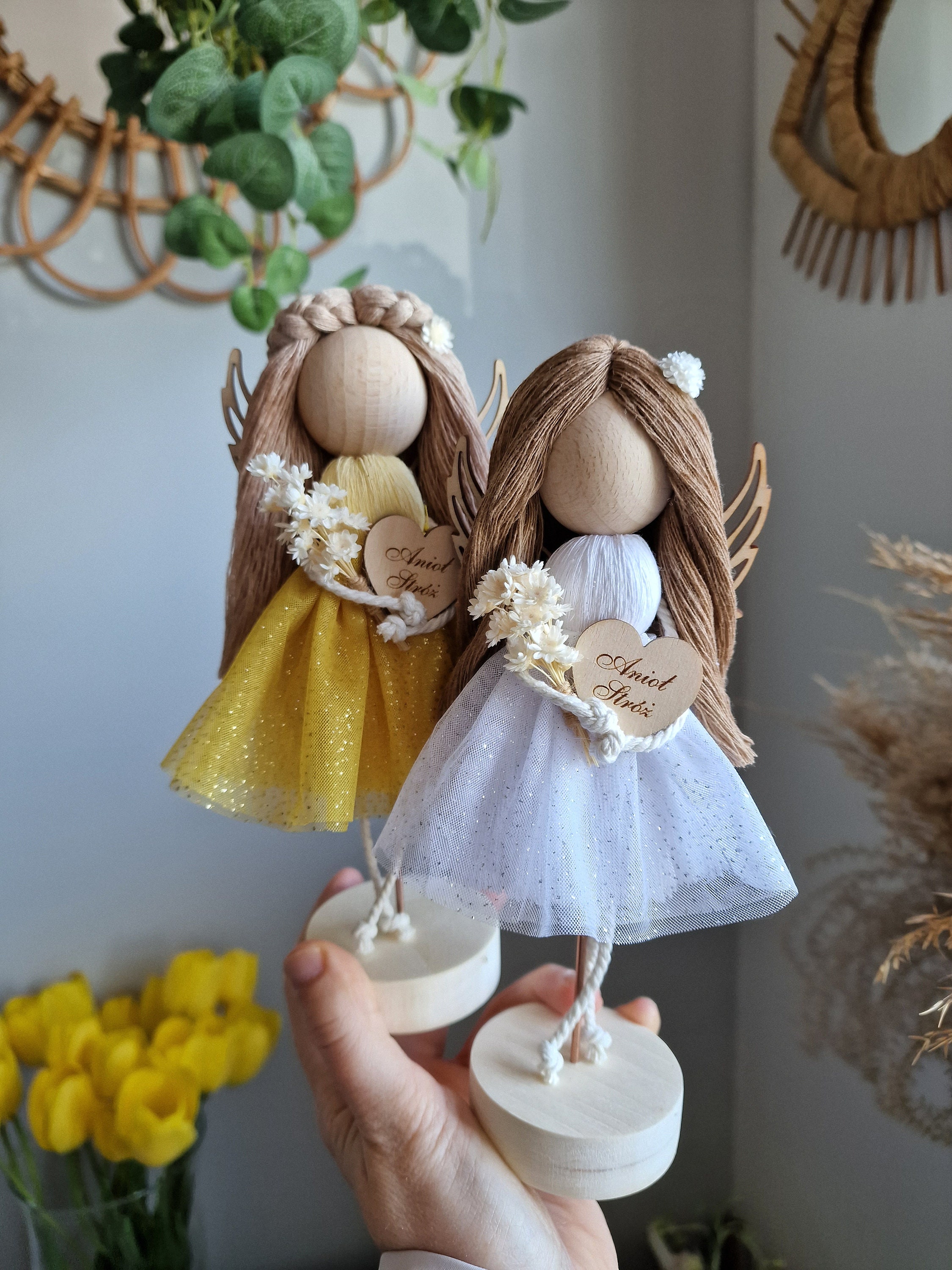 Macrame Standing Angel, Macrame Doll, Guardian Angel, Baby Shower ...