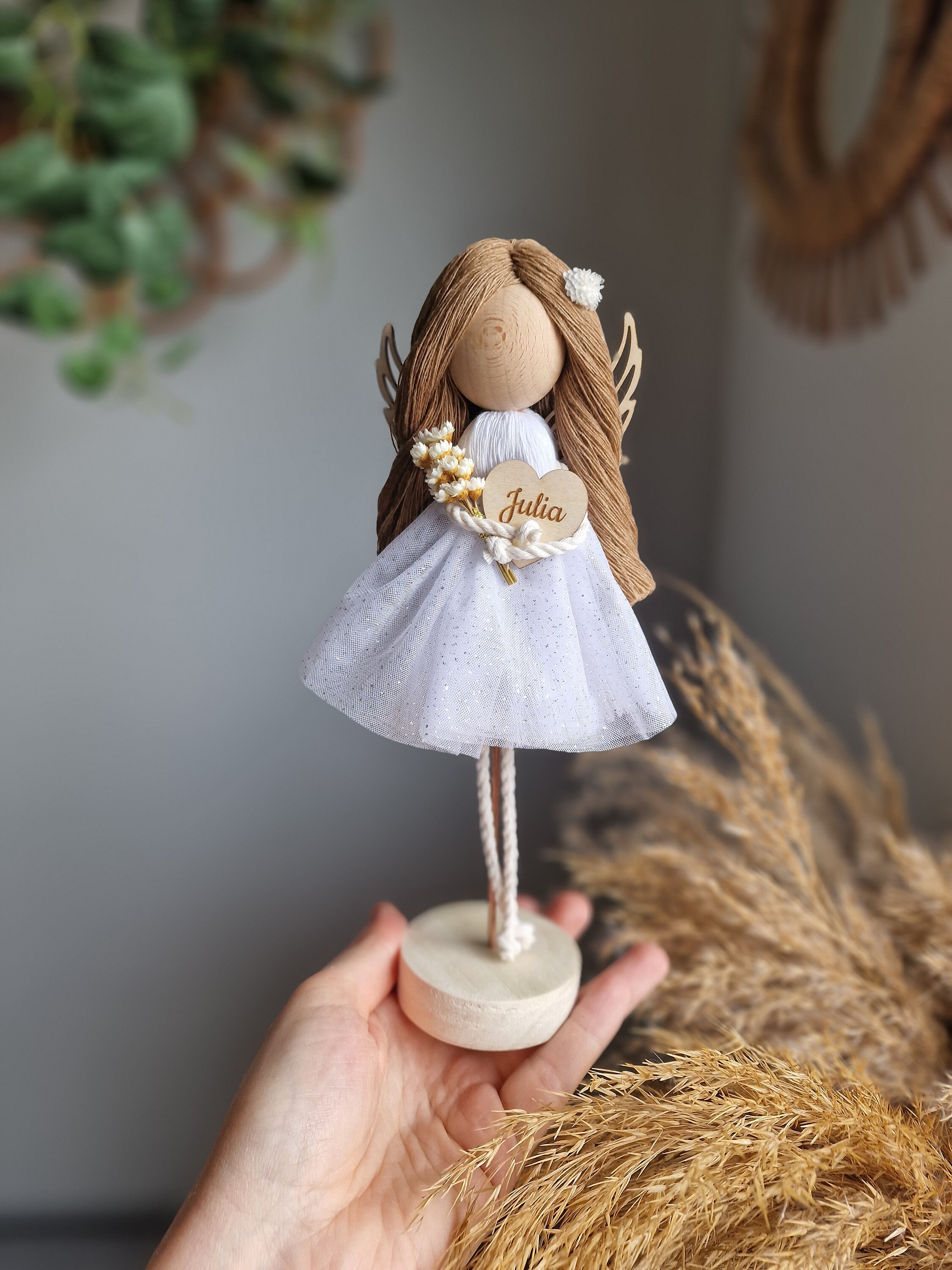 Macrame Standing Angel, Macrame Doll, Guardian Angel, Baby Shower ...