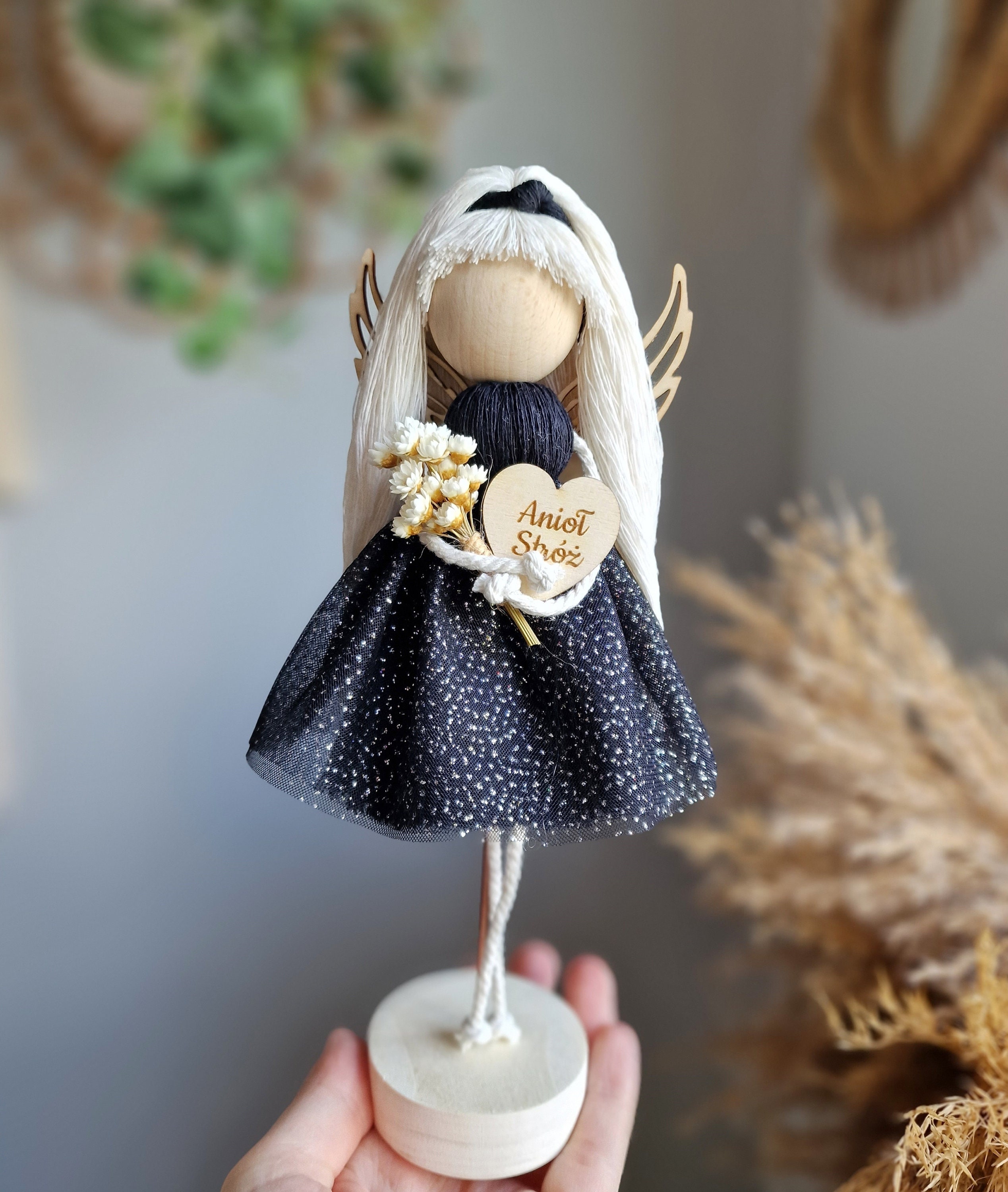 Macrame Standing Angel, Macrame Doll, Guardian Angel, Baby Shower ...
