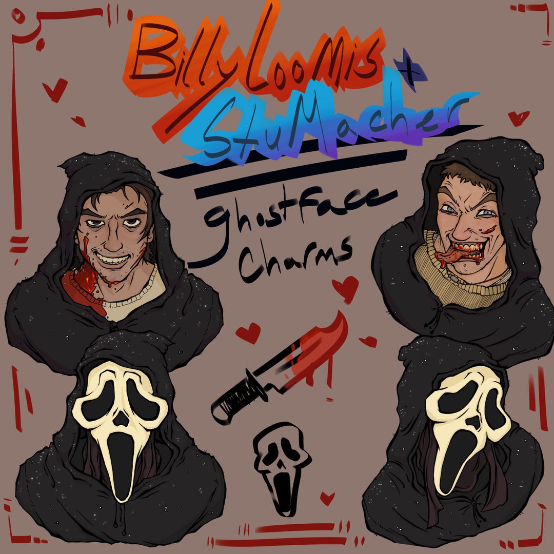 3" SCREAM(1996) Double-sided Ghostface Billy Loomis/stu Macher Keychain ...