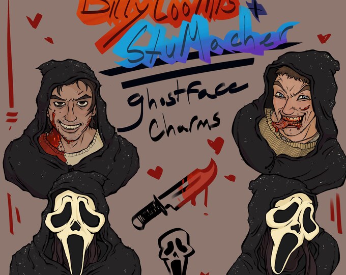 3" SCREAM(1996) Double-sided Ghostface Billy Loomis/stu Macher Keychain ...