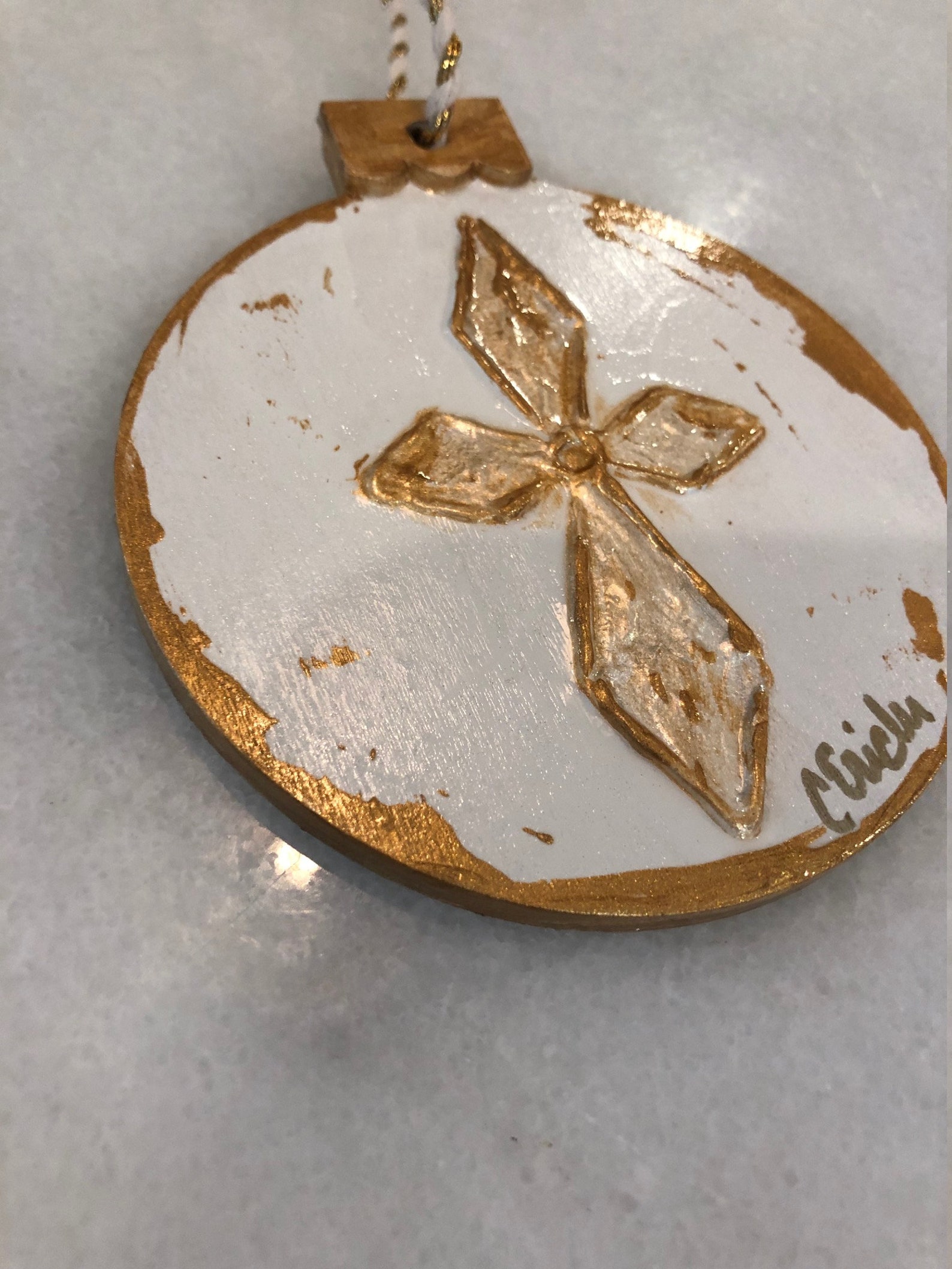 Round Wooden Cross Ornament - Etsy