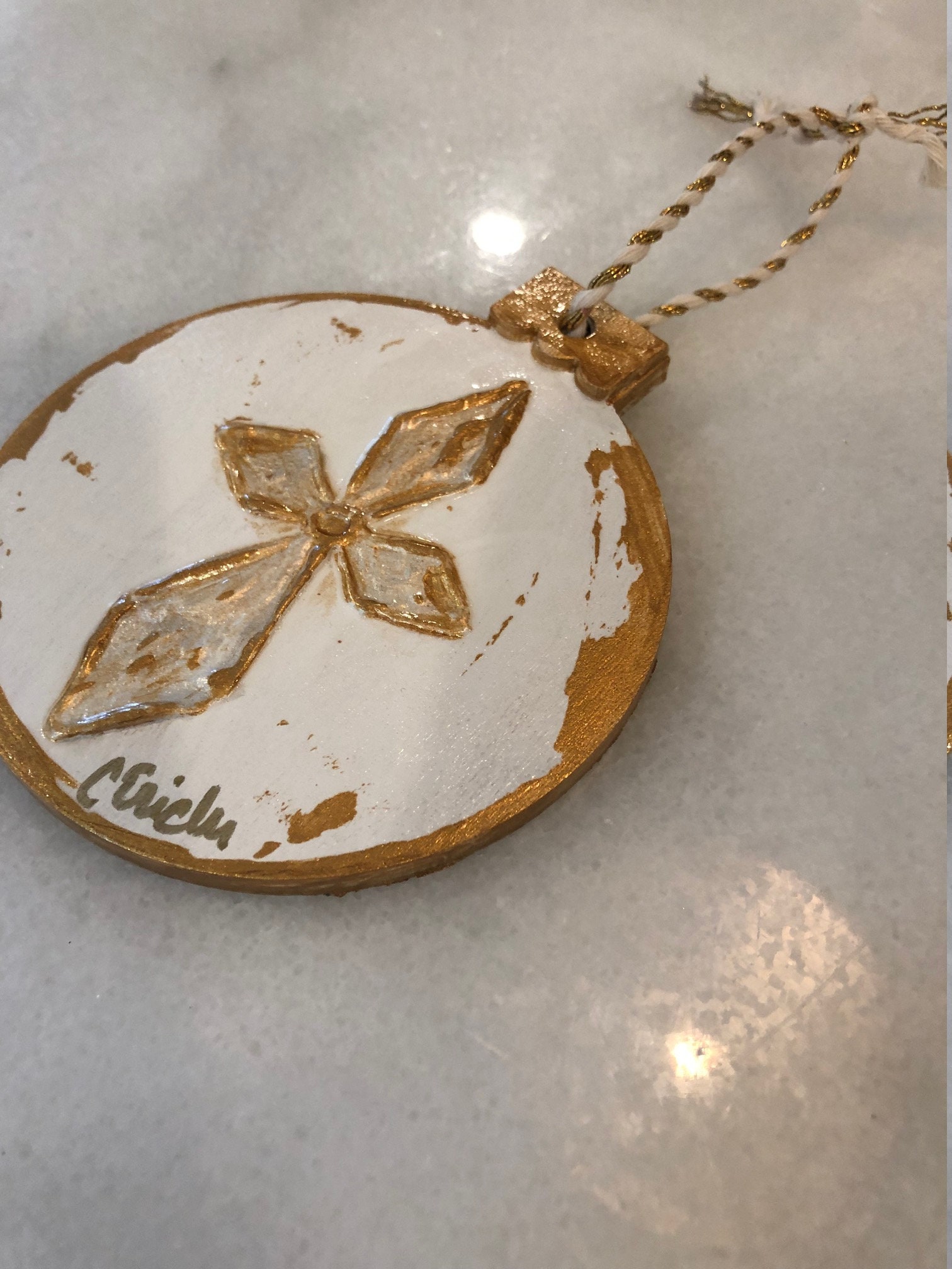 Round Wooden Cross Ornament - Etsy