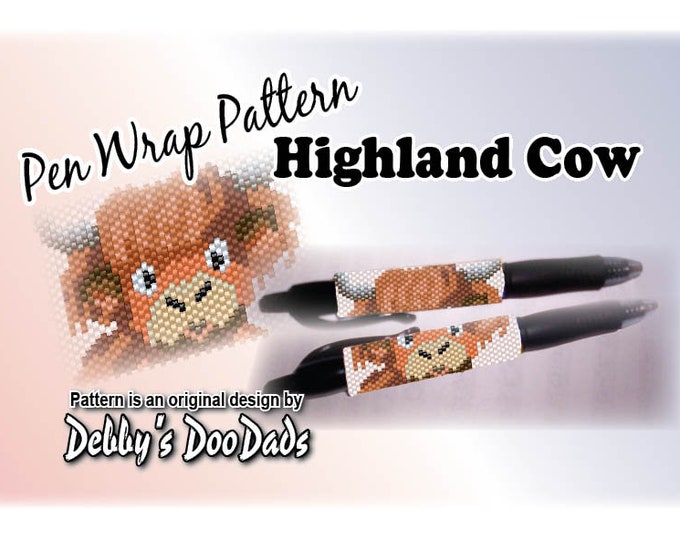 Highland Cow Pen Wrap PATTERN - Peyote Stitch - Etsy