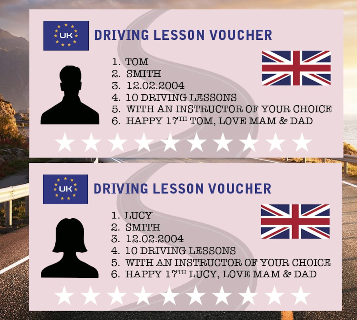 Driving Lesson voucher Driving Gift Birthday gift Gift | Etsy