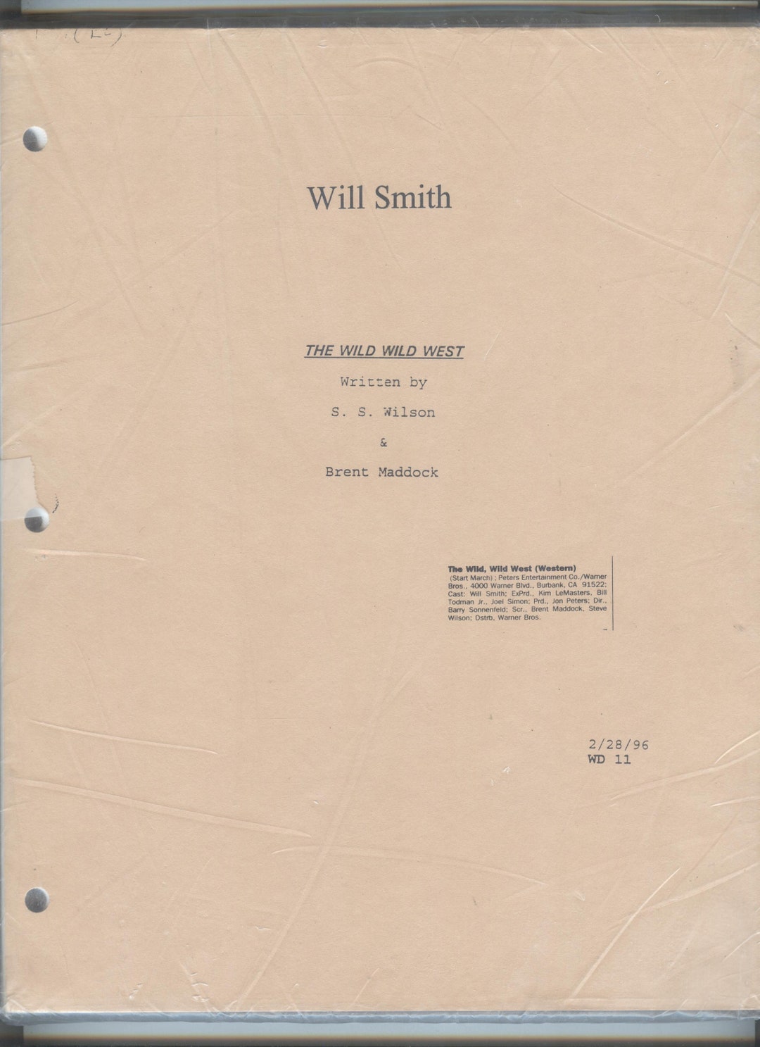 The Wild Wild West Photocopy Written by S S Wilson & Brent Maddock 2/28 ...