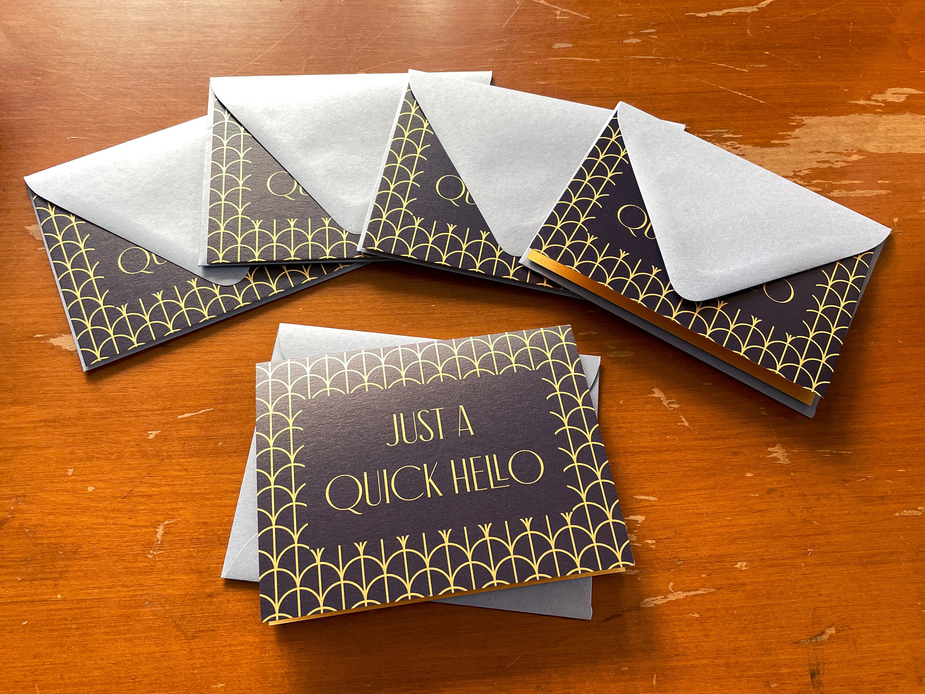 Art Deco Scallop Pattern Note Cards - Set of 5, Blank Inside - Etsy