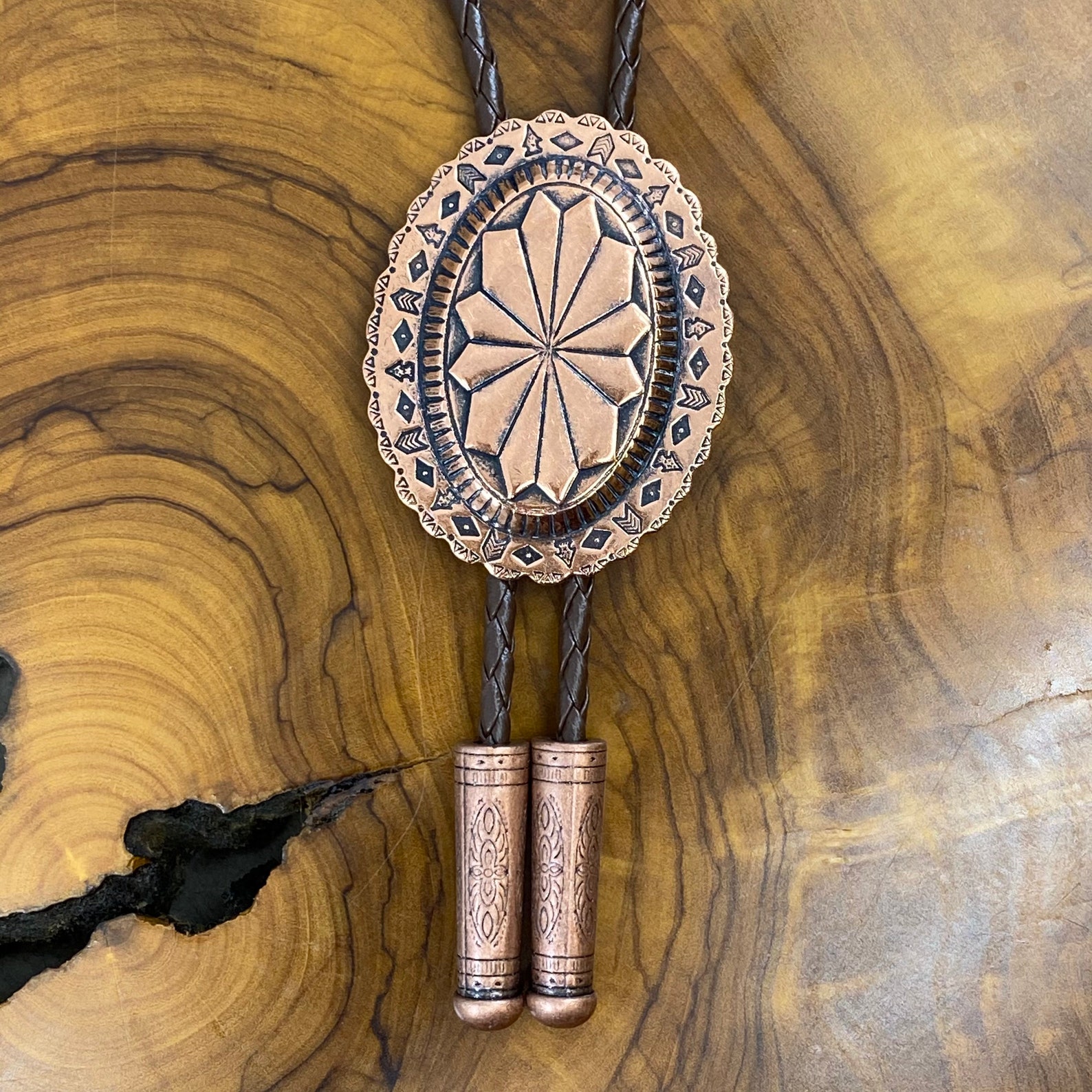Bolo Tie: Vintage Copper or Vintage Brass Southwestern | Etsy