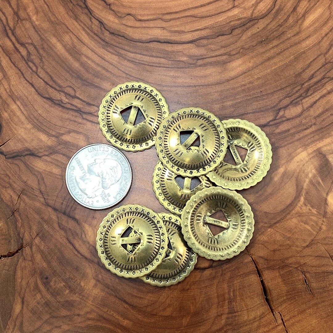 24 Round Conchos, Solid Brass, Small 1 Inch Traditional Southwestern ...