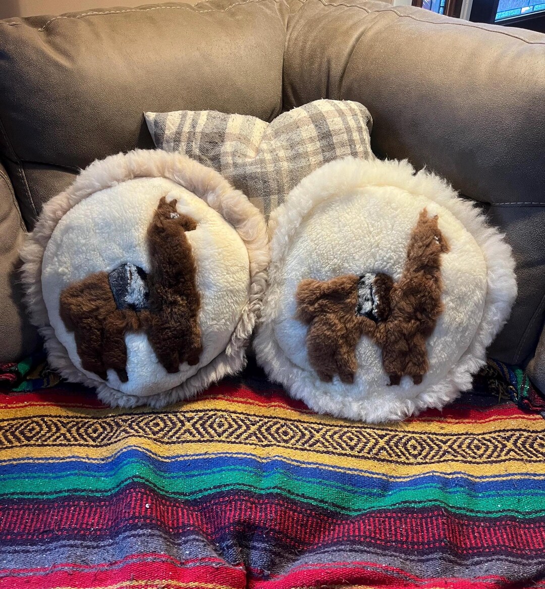 Pair of Round Alpaca Fur Peruvian Alpaca Throw Pillows - Etsy