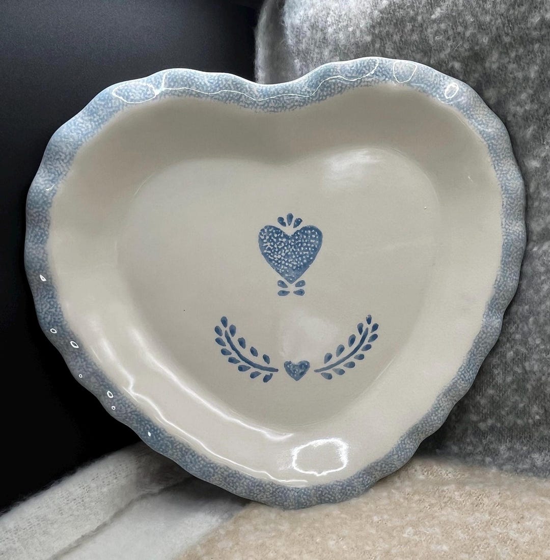 12” Ceramic Vintage Heart Serving Platter - Etsy